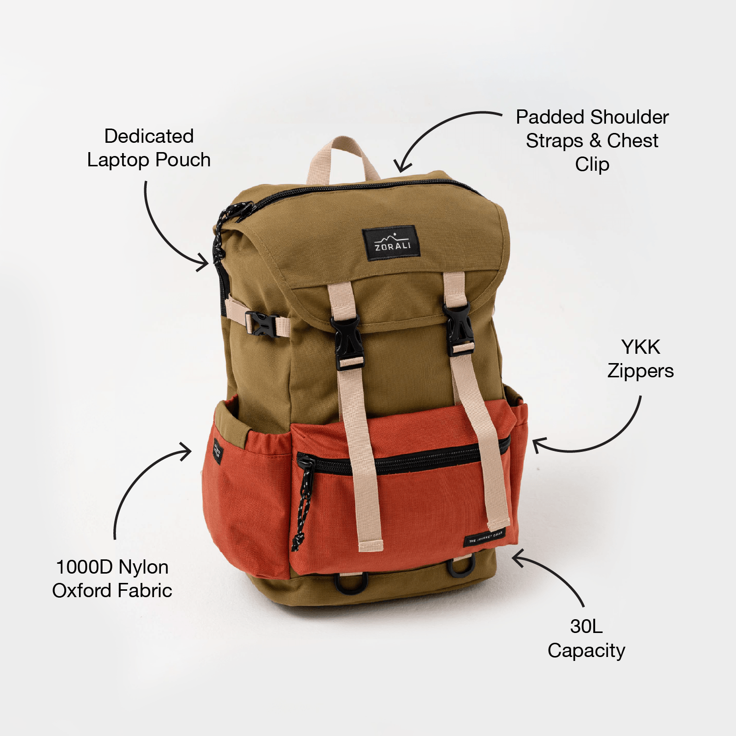 Hiking Travel Backpack with Laptop Pouch - Zorali Escapade Backpack ...